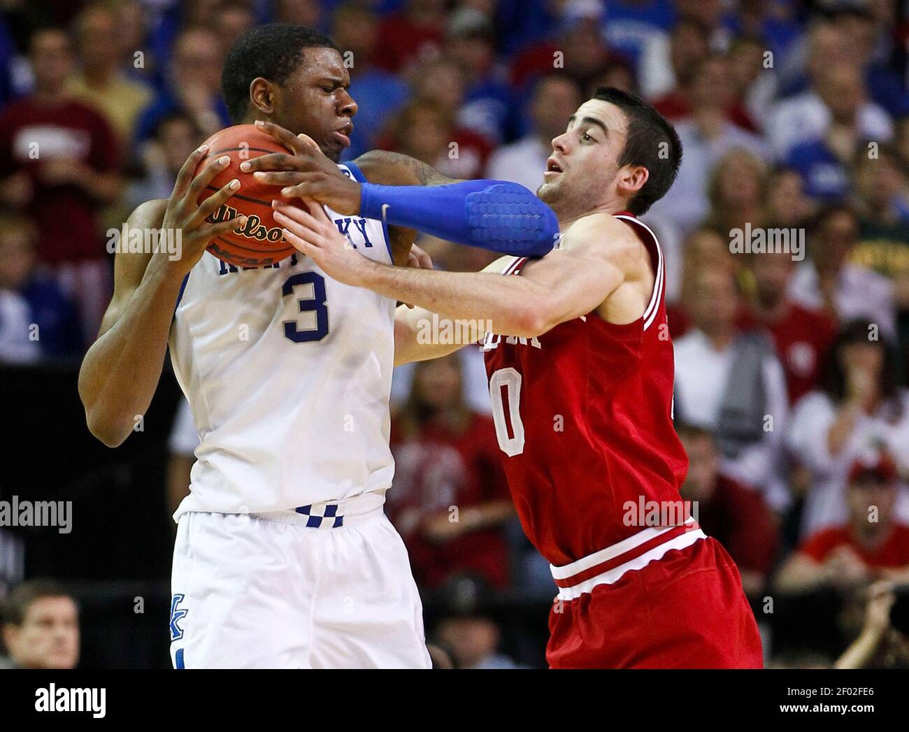 Kentucky Wildcats forward Terrence Jones (3) and Indiana Hoosiers guard ...