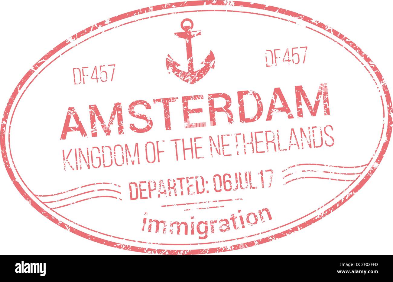 Immigration visa stamp of Amsterdam isolated Netherlands passport ...