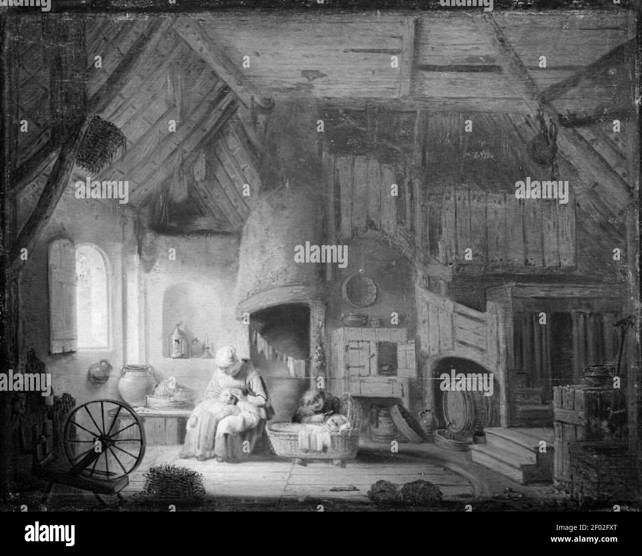 Pieter Hermansz Verelst - Room in a Dutch Peasant Cottage Stock Photo ...