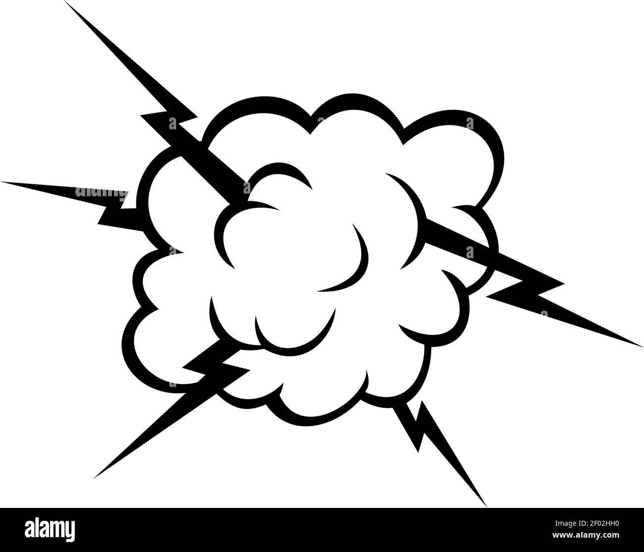 Cloud with thunder isolated comic burst sign. Vector boom or puff ...