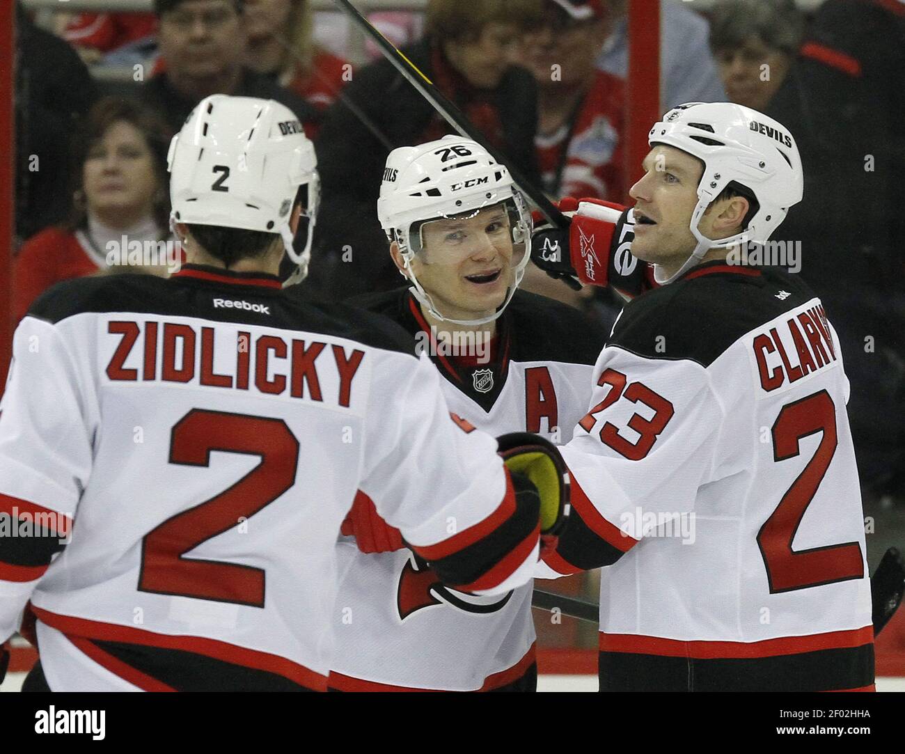 The New Jersey Devils' David Clarkson (23) ceelebrates his goal with ...