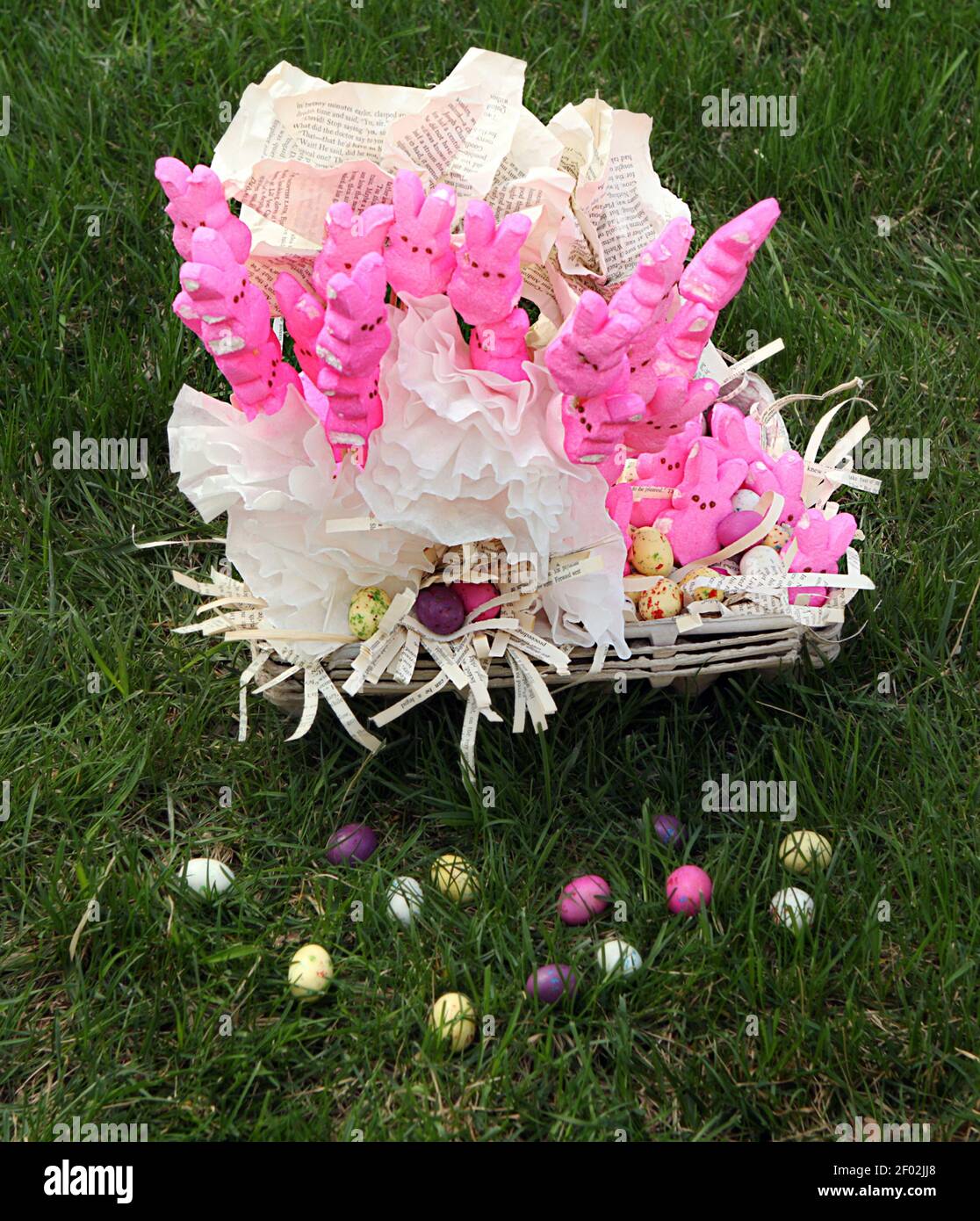 Create a "Peep Show" by placing peeps and Easter candy on shredded ...