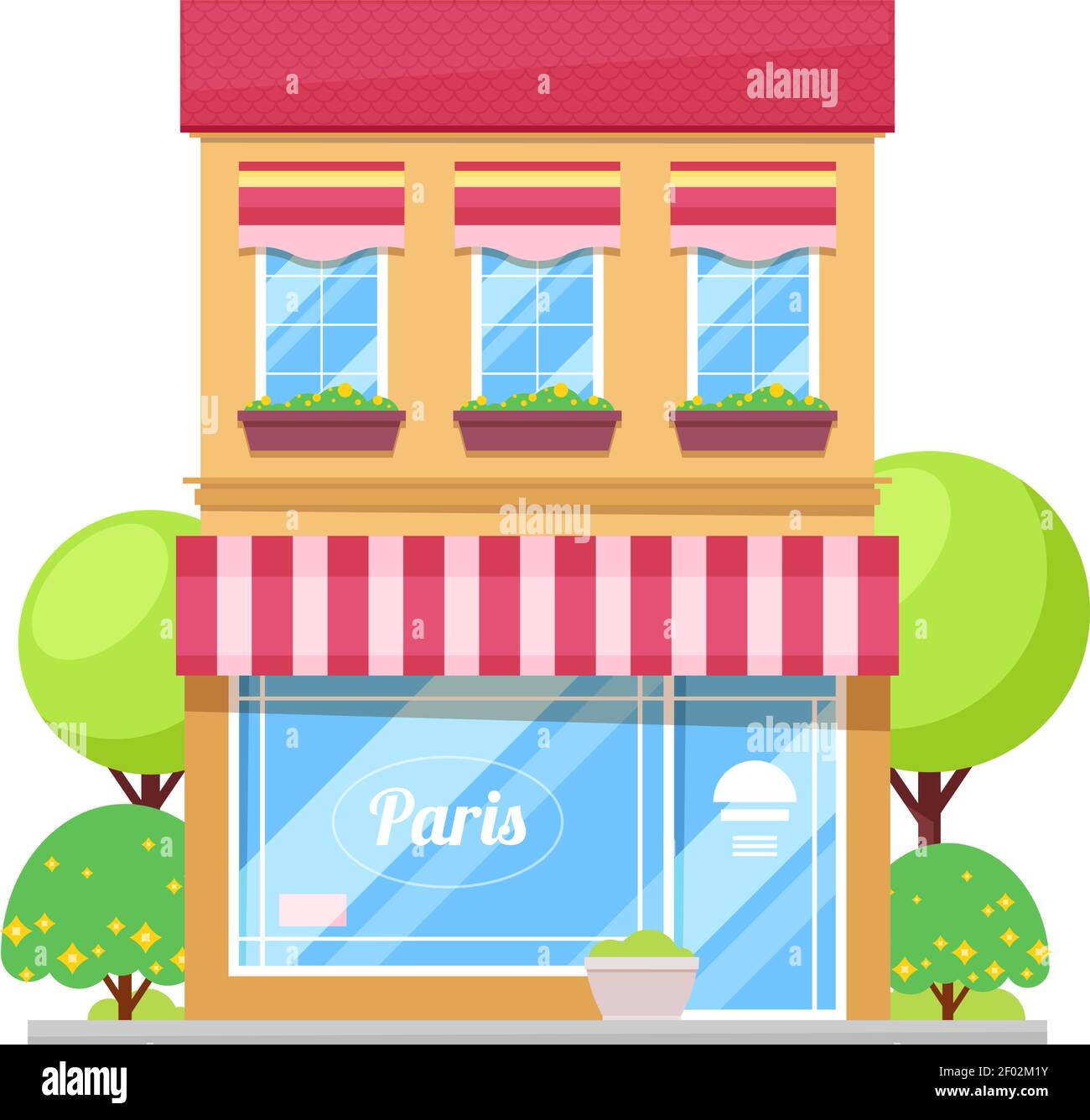 Paris restaurant building isolated french bar facade. Vector cafe in ...