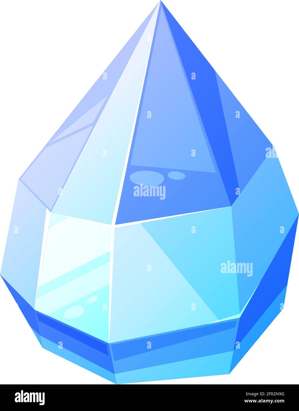 Tear-drop blue diamond isolated gemstone. Vector faceted sapphire ...