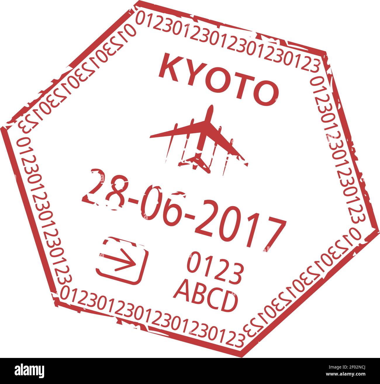 Kyoto Prefecture in Japan arrival visa stamp template. Vector ...