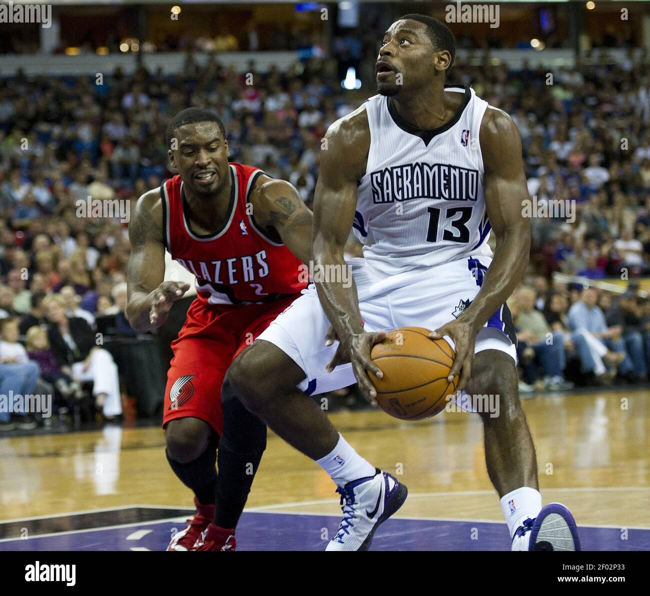 Sacramento Kings point guard Tyreke Evans (13) guarded ny Portland ...