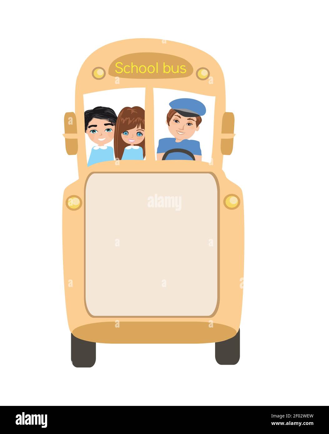 School bus with happy children - frame with space for text Stock Vector ...