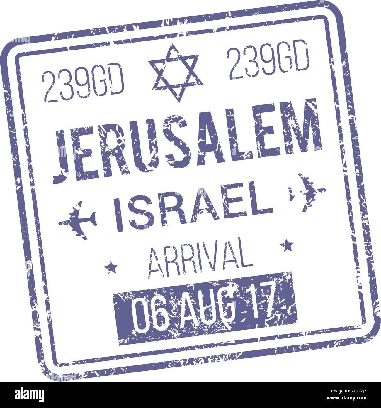 Jerusalem visa template isolated Israel control stamp. Vector document ...