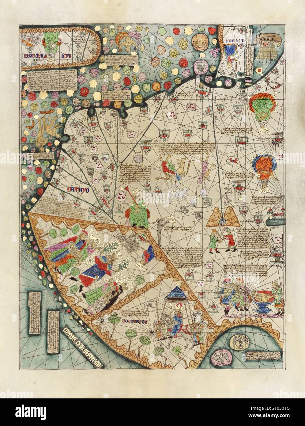 Taken from an ancient Spanish Atlas. Full of details. Very high ...