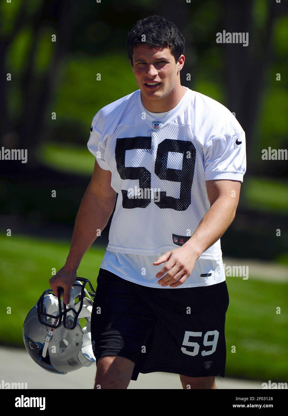 Carolina Panthers rookie linebacker Luke Kuechly walks to the team's ...