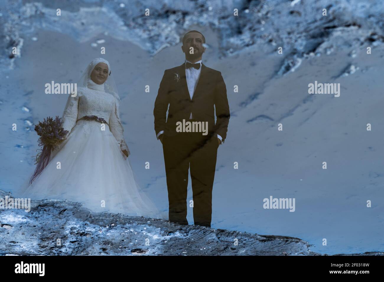 IZMIR, TURKEY - Sep 08, 2017: Young muslim bride and groom wedding ...