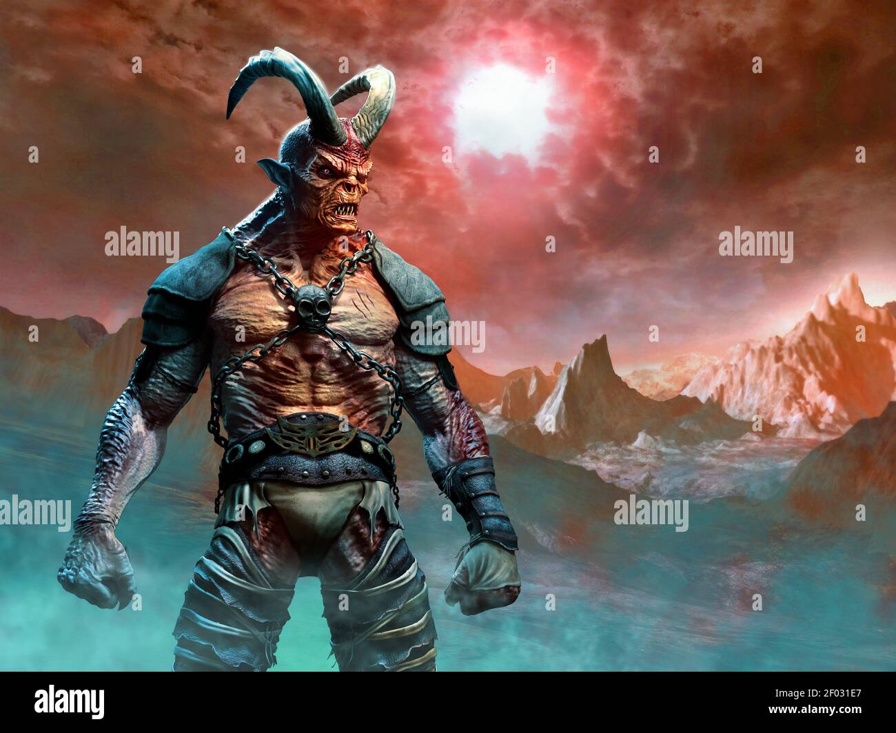Demon or devil scene 3D illustration Stock Photo - Alamy