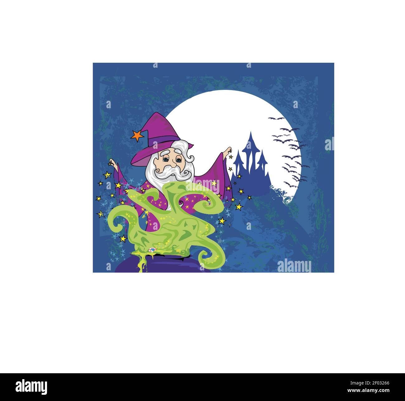 Wizard preparing potion - grunge card Stock Vector Image & Art - Alamy