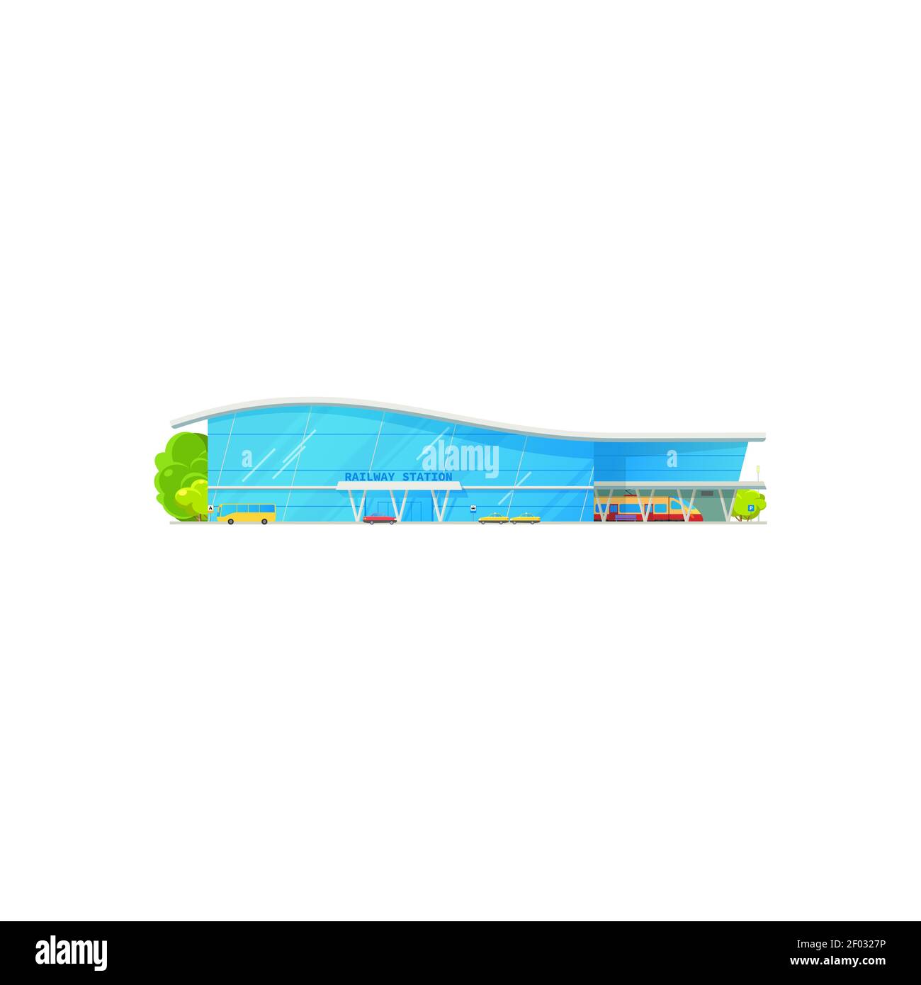 Railway station mockup isolated city infrastructure building. Vector ...