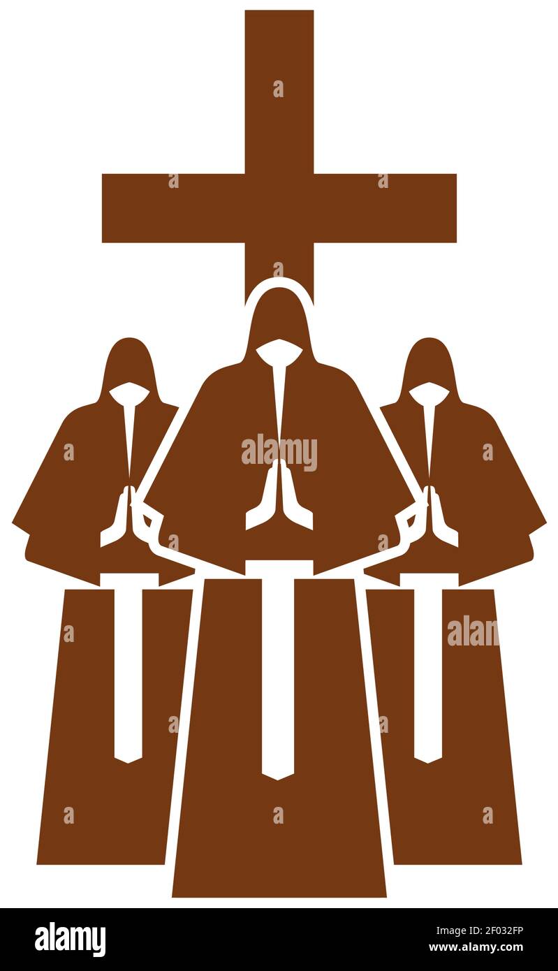 Catholic priests and crucifix isolated religion symbols. Vector male ...