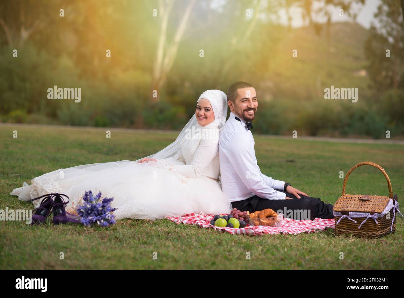 IZMIR, TURKEY - Sep 08, 2017: Young muslim bride and groom wedding ...