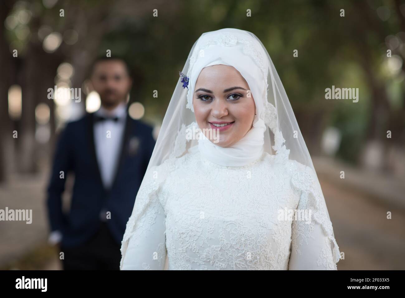 IZMIR, TURKEY - Sep 08, 2017: Young muslim bride and groom wedding ...