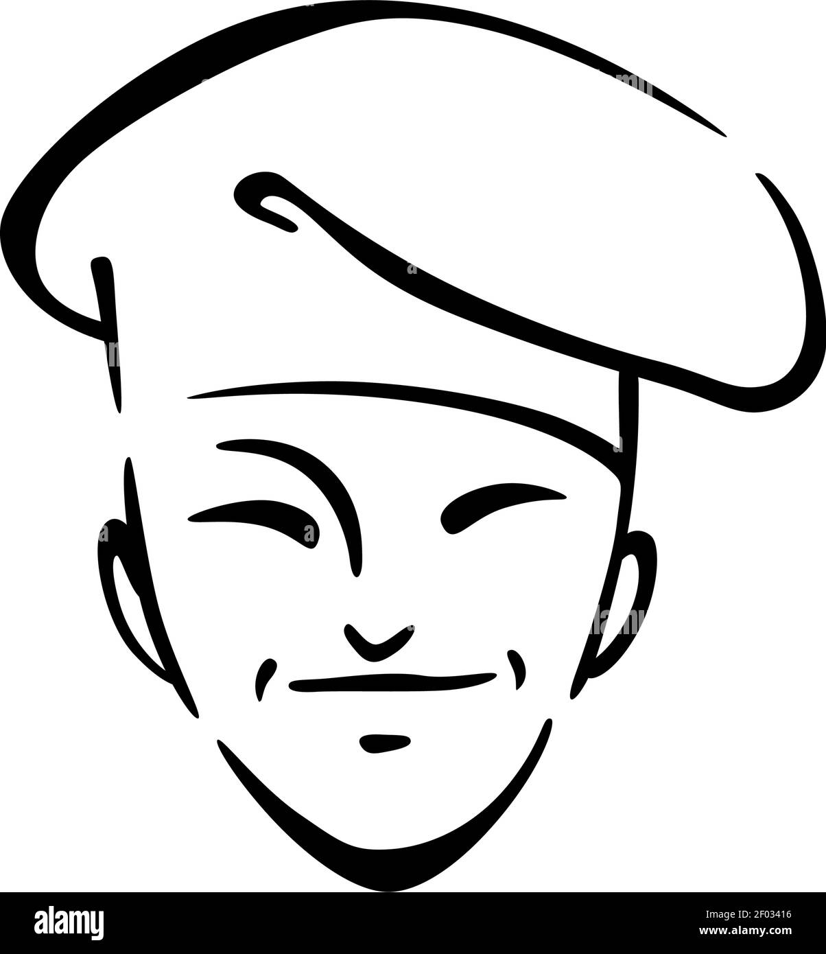 Korean chef cook contour vector illustration. Traditional asian cuisine ...