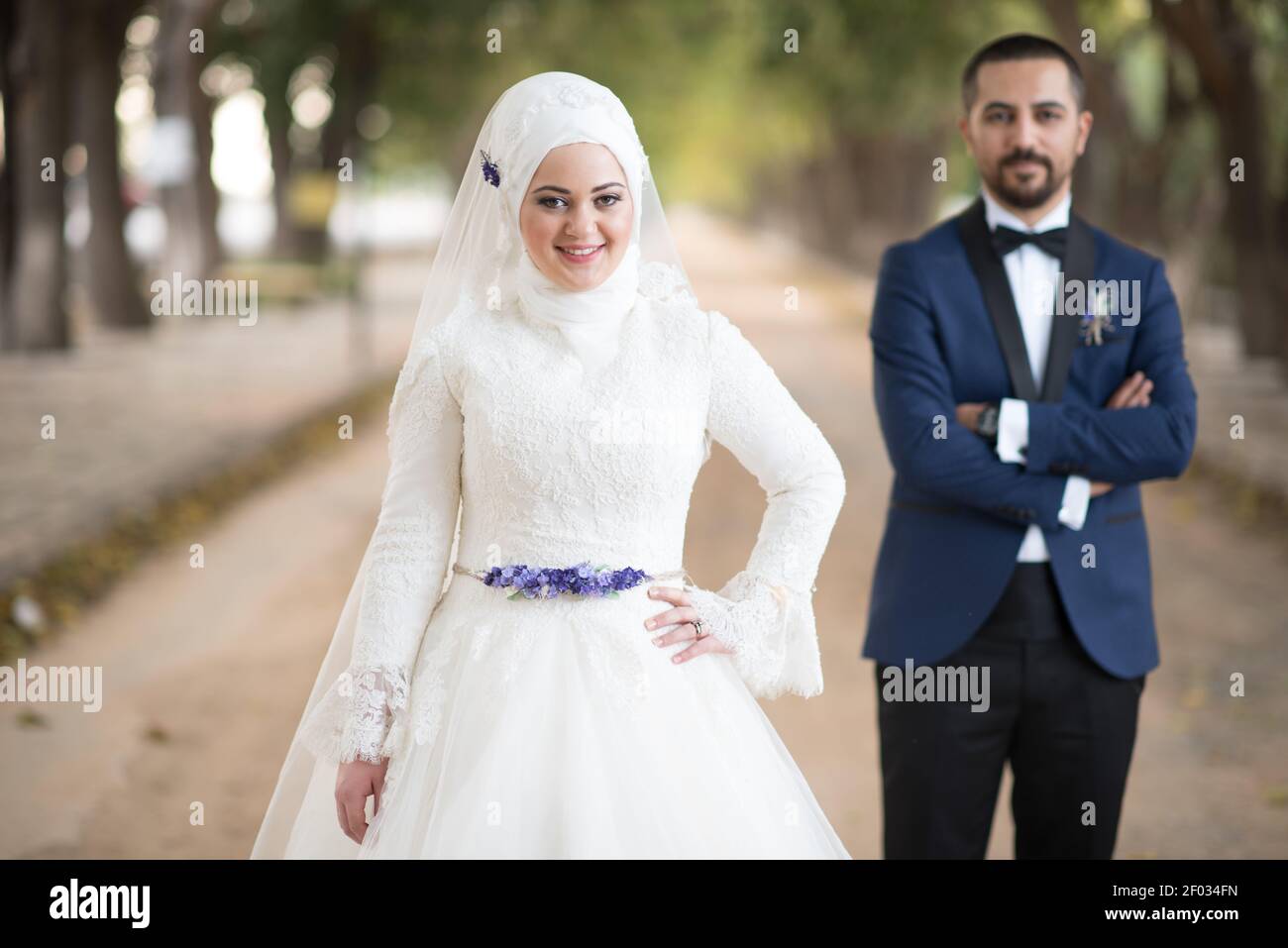 IZMIR, TURKEY - Sep 08, 2017: Young muslim bride and groom wedding ...