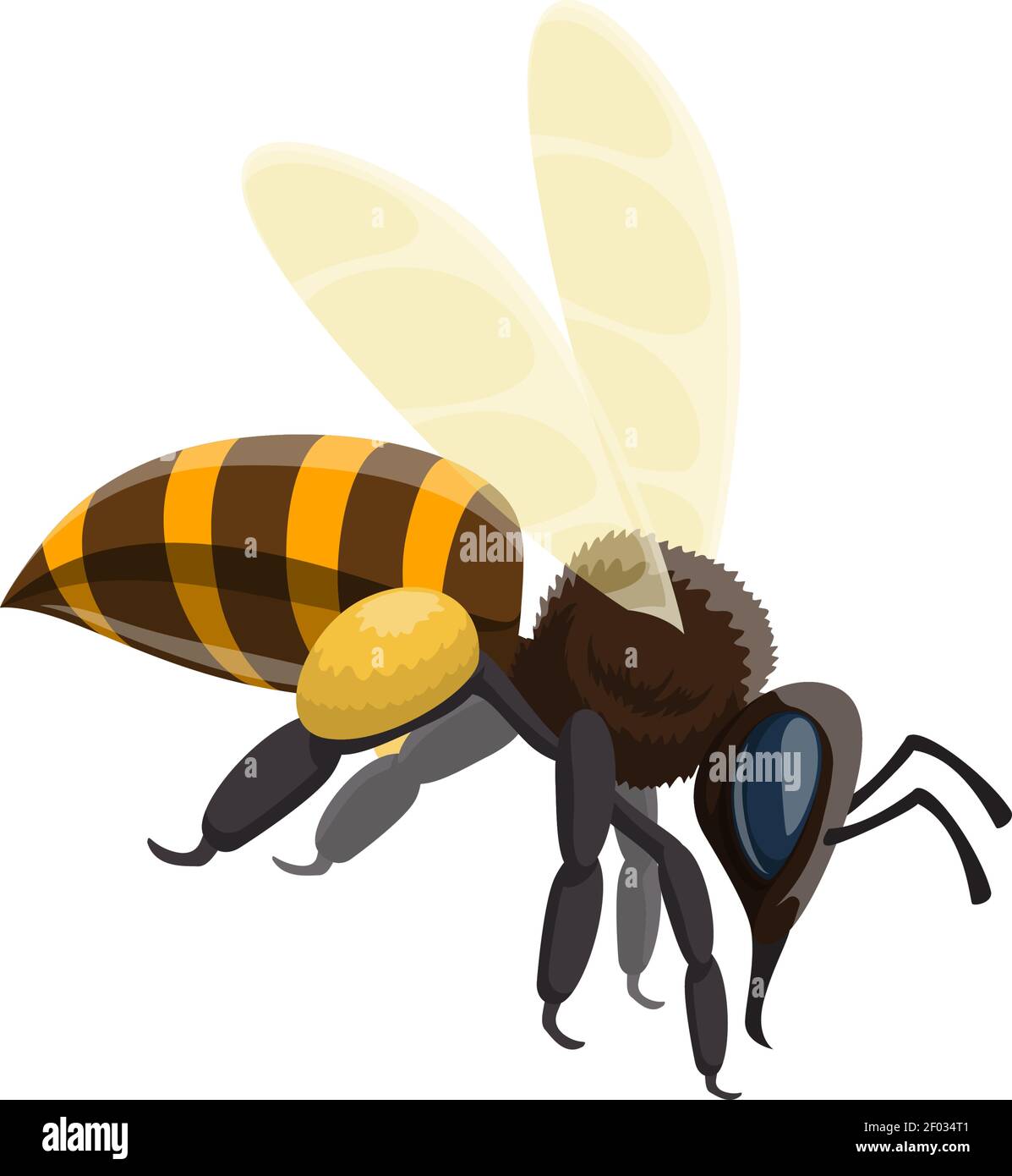 Wasp isolated icon, insect with sting vector. Wild animal, flying bug ...