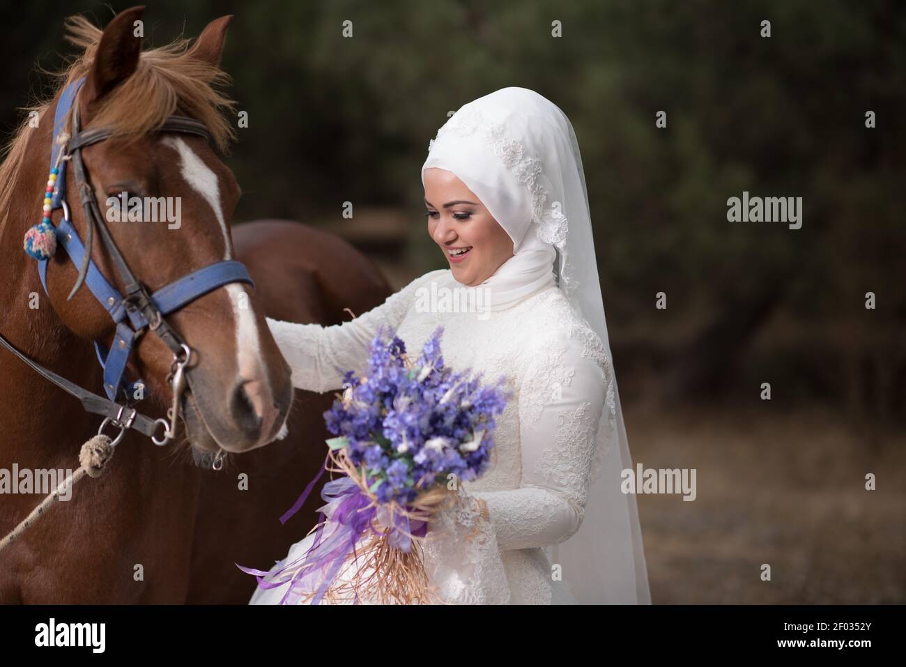 IZMIR, TURKEY - Sep 08, 2017: Young muslim bride and groom wedding ...