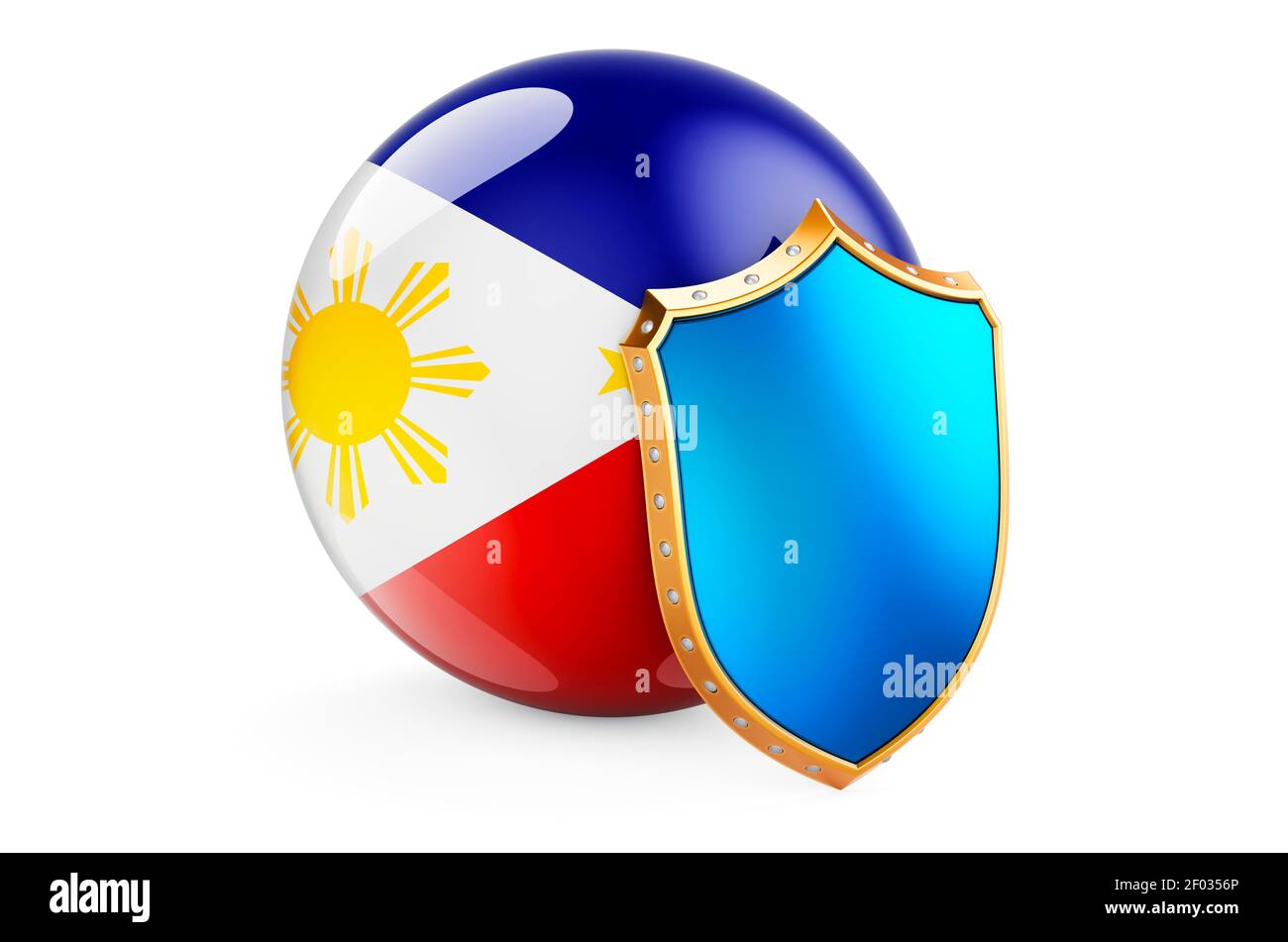 Philippines flag with shield. Protect of Philippines concept, 3D ...