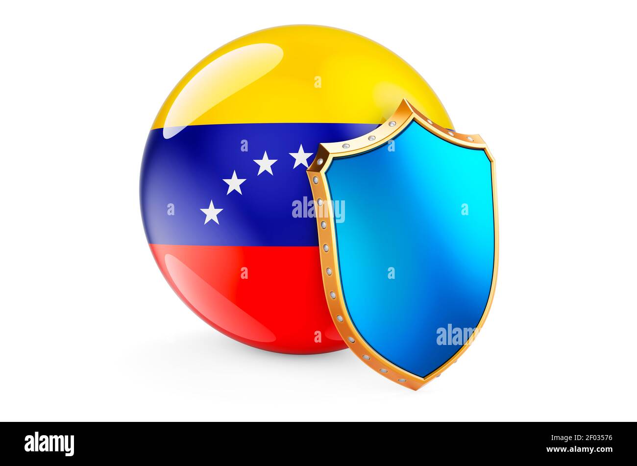 Venezuelan flag with shield. Protect of Venezuela concept, 3D rendering ...