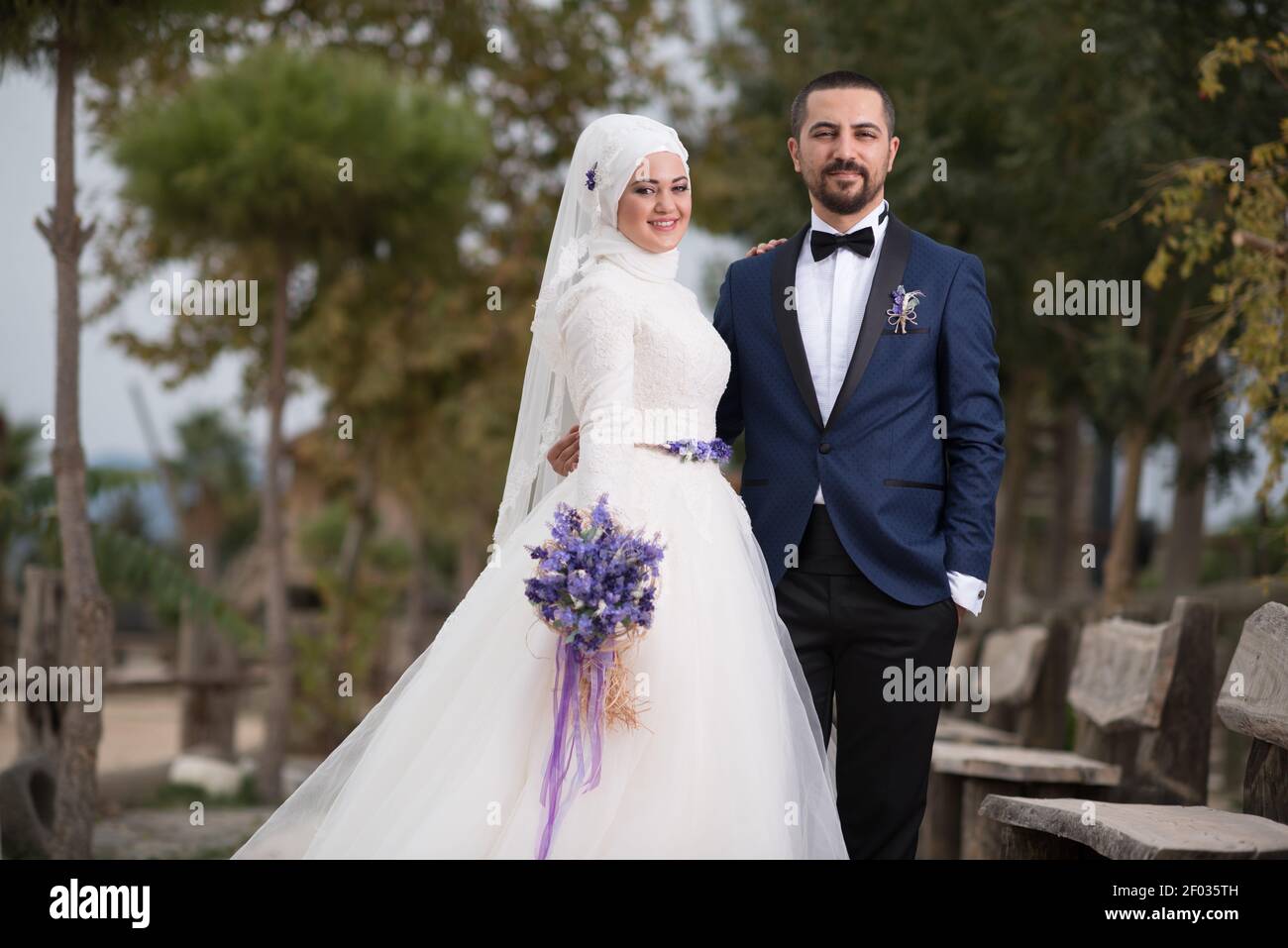 IZMIR, TURKEY - Sep 08, 2017: Young muslim bride and groom wedding ...