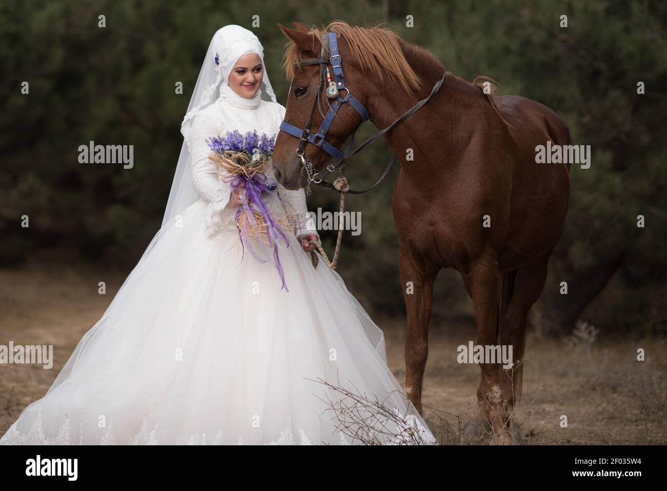 IZMIR, TURKEY - Sep 08, 2017: Young muslim bride and groom wedding ...