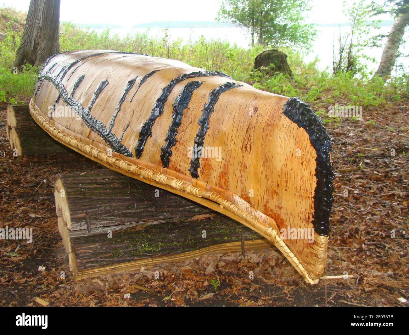 The birch bark canoe Talon Stammen of Grand Forks, North Dakota, built ...