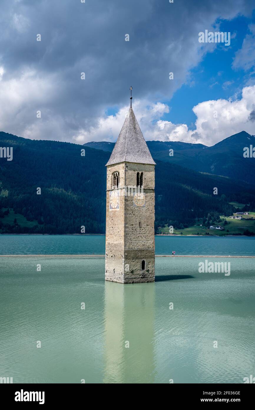 Lake reschen bell tower hi-res stock photography and images - Alamy