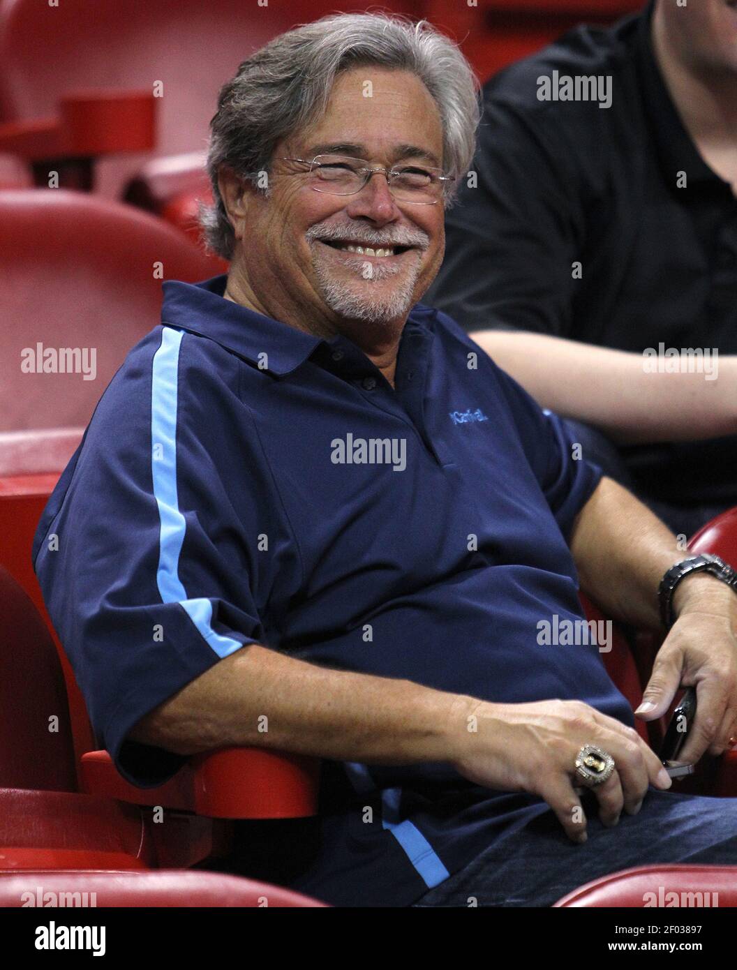 Miami Heat owner Micky Arison watches the Heat practice for Game 3 of ...