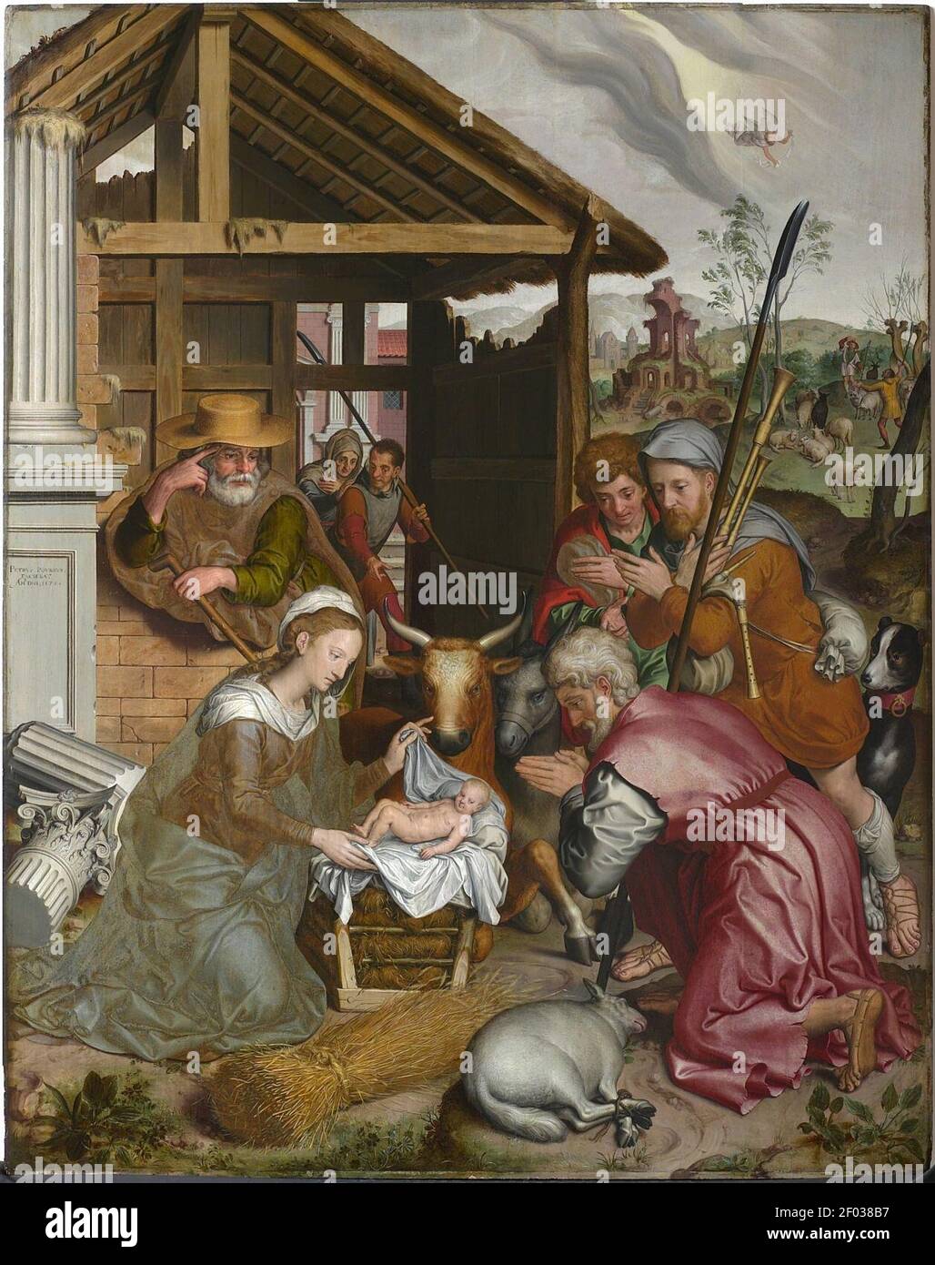 Pieter Pourbus - Adoration of the shepherds Stock Photo - Alamy