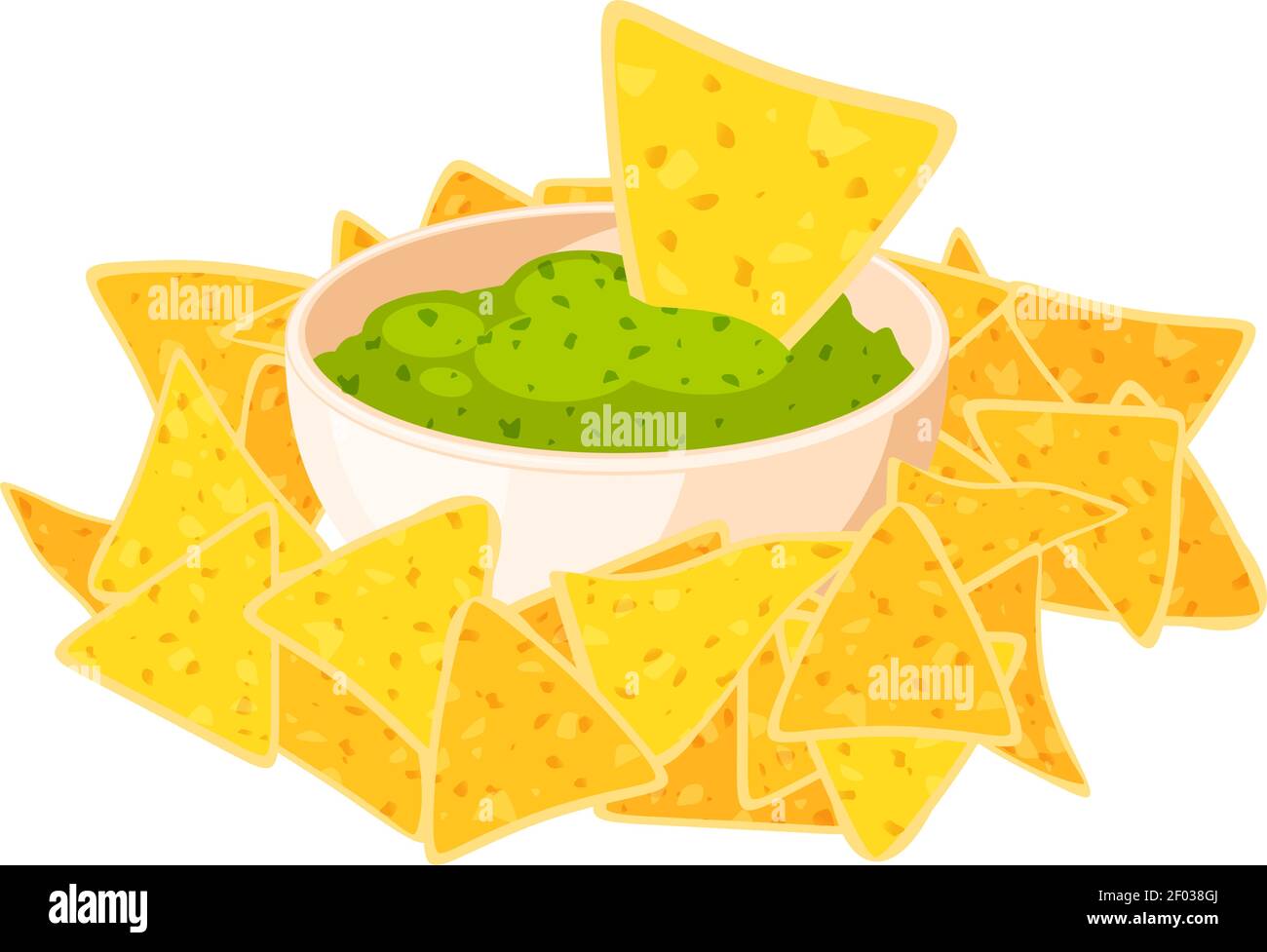 Mexican nachos and guacamole salsa. Mexico nachos chips fast food snack ...