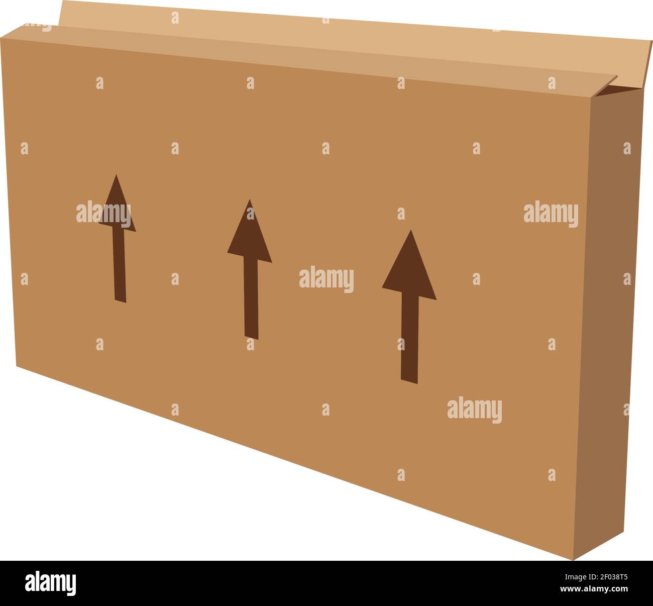 Carton box with arrows indicating top isolated delivery package. Vector ...