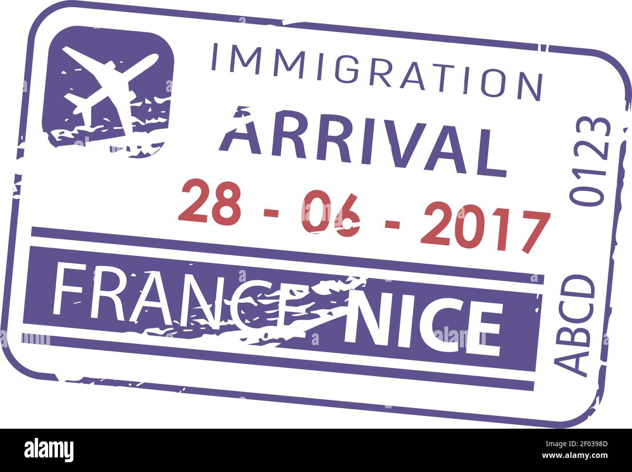 Nice, France immigration arrival visa isolated stamp. Vector border ...