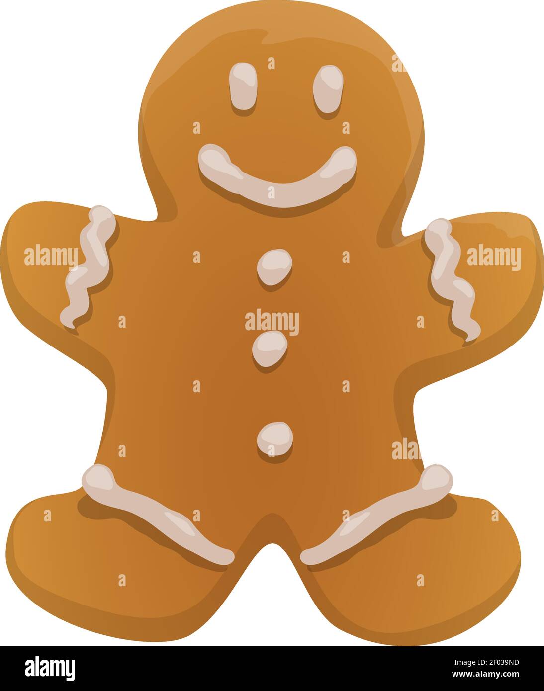 Gingerbread boy cookie isolated. Vector Christmas ginger man with white ...