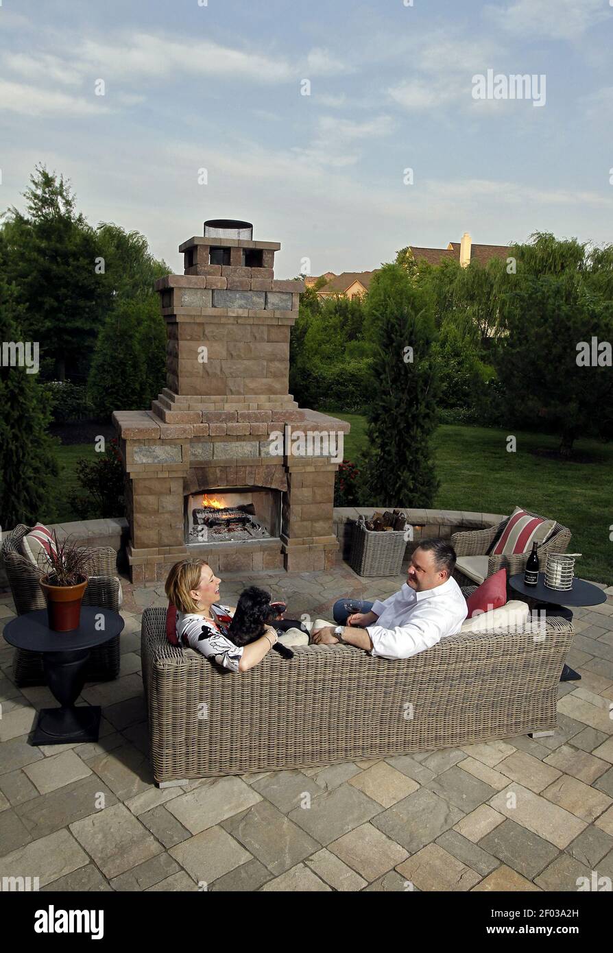 Amy and Ron Mertz of Overland Park, Kansas, have a modular fire pit ...
