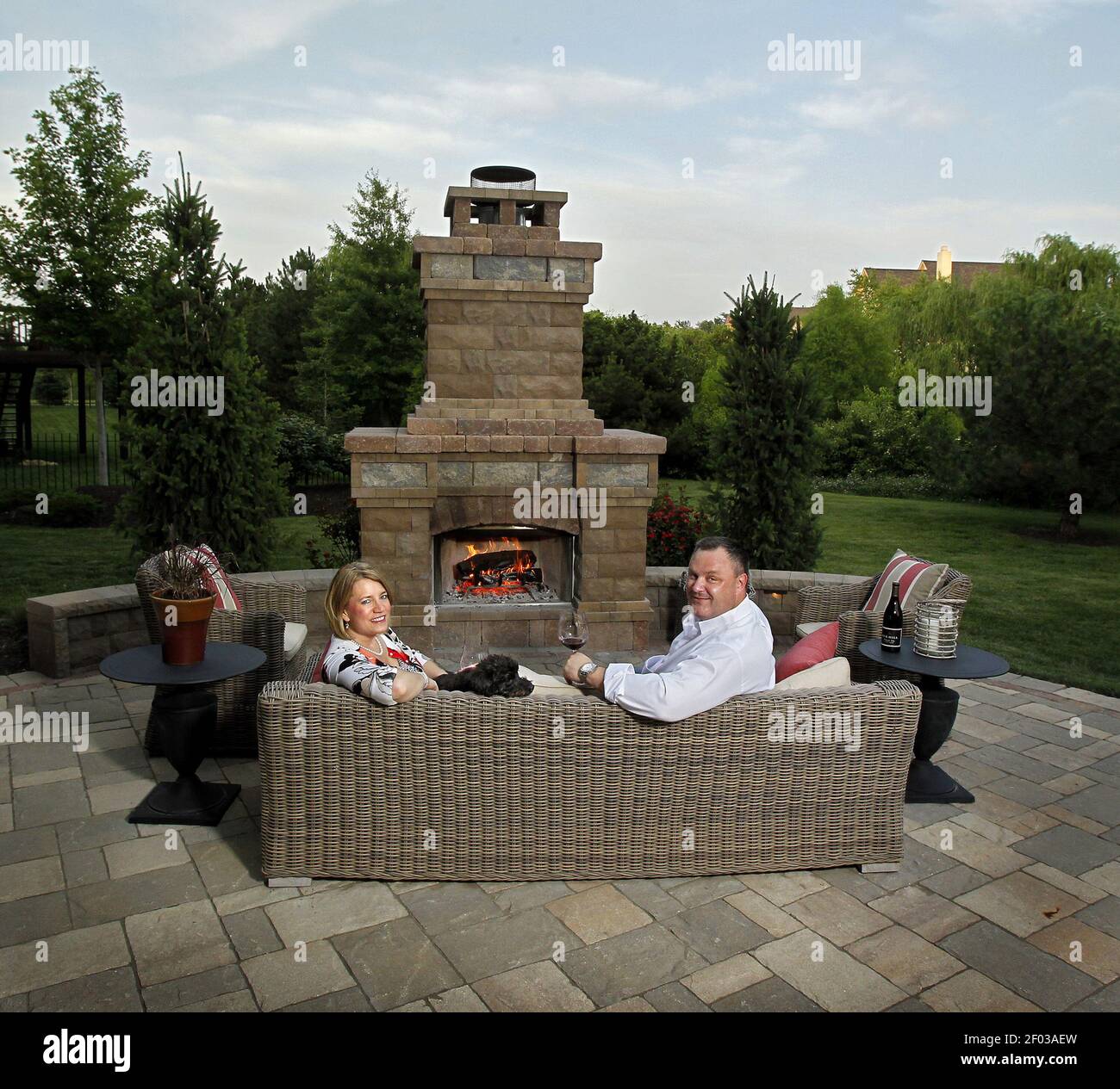 Amy and Ron Mertz of Overland Park, Kansas, have a modular fire pit ...