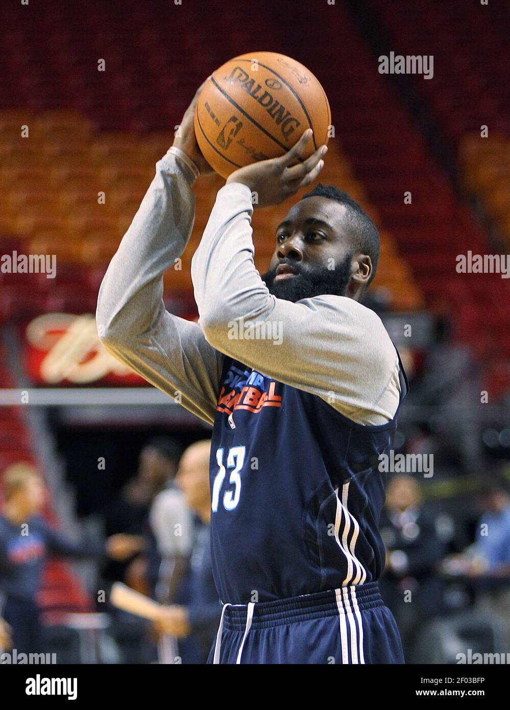 The Oklahoma City Thunder's James Harden practices for Game 3 of the ...