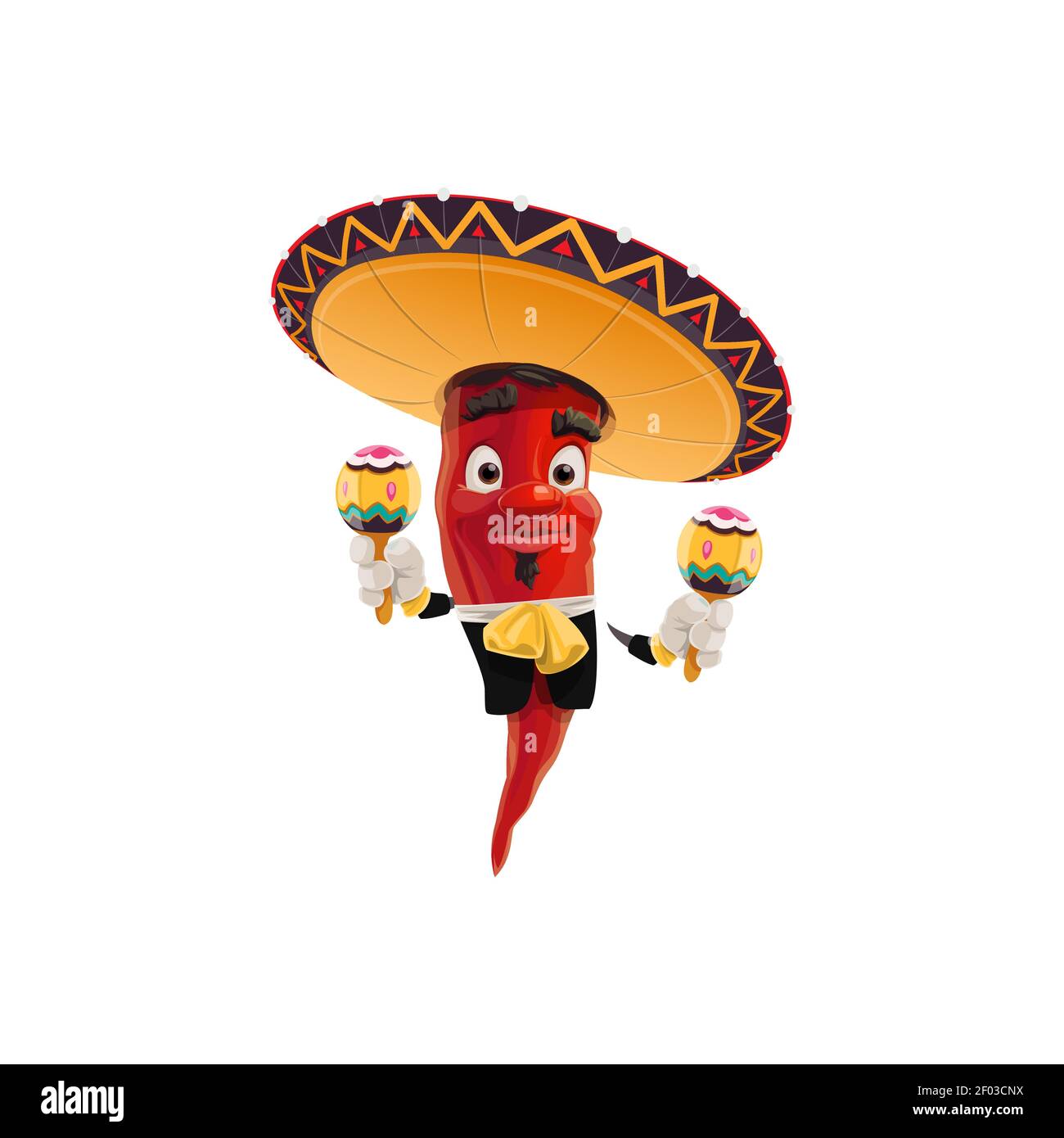 Red chili pepper with maracas musical instrument isolated mariachi ...