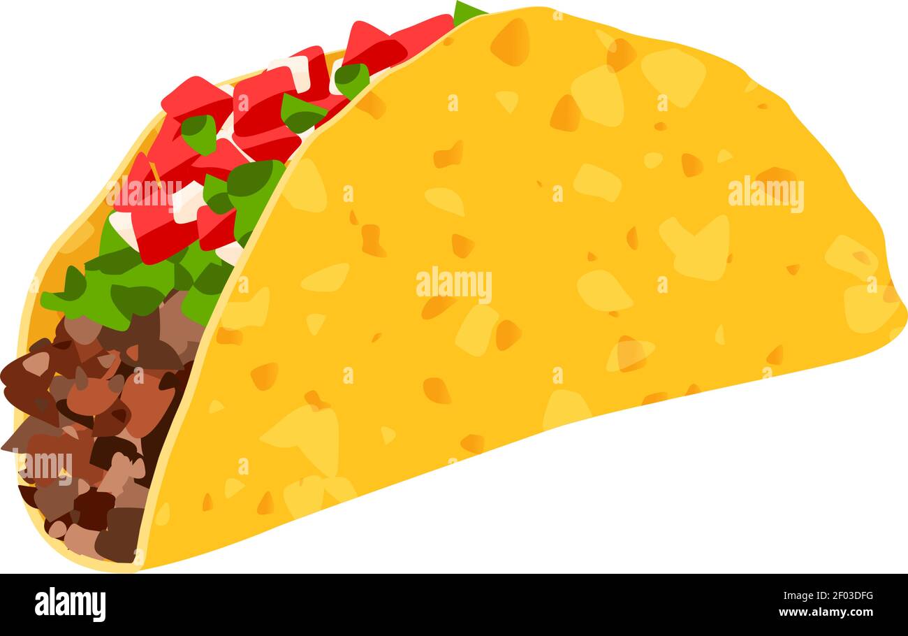 Mexican tacos vector isolated icon. Mexico cuisine traditional tortilla ...