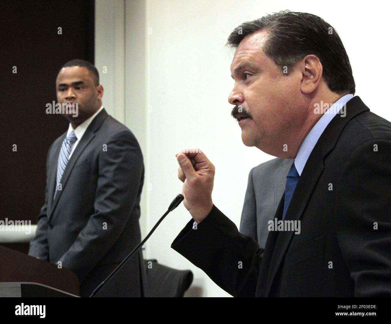 Marc Veasey, left, and Domingo Garcia face each other in the first of ...