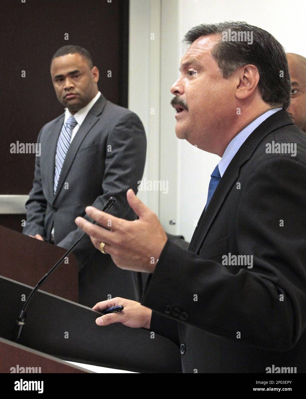 Marc Veasey, left, and Domingo Garcia face each other in the first of ...