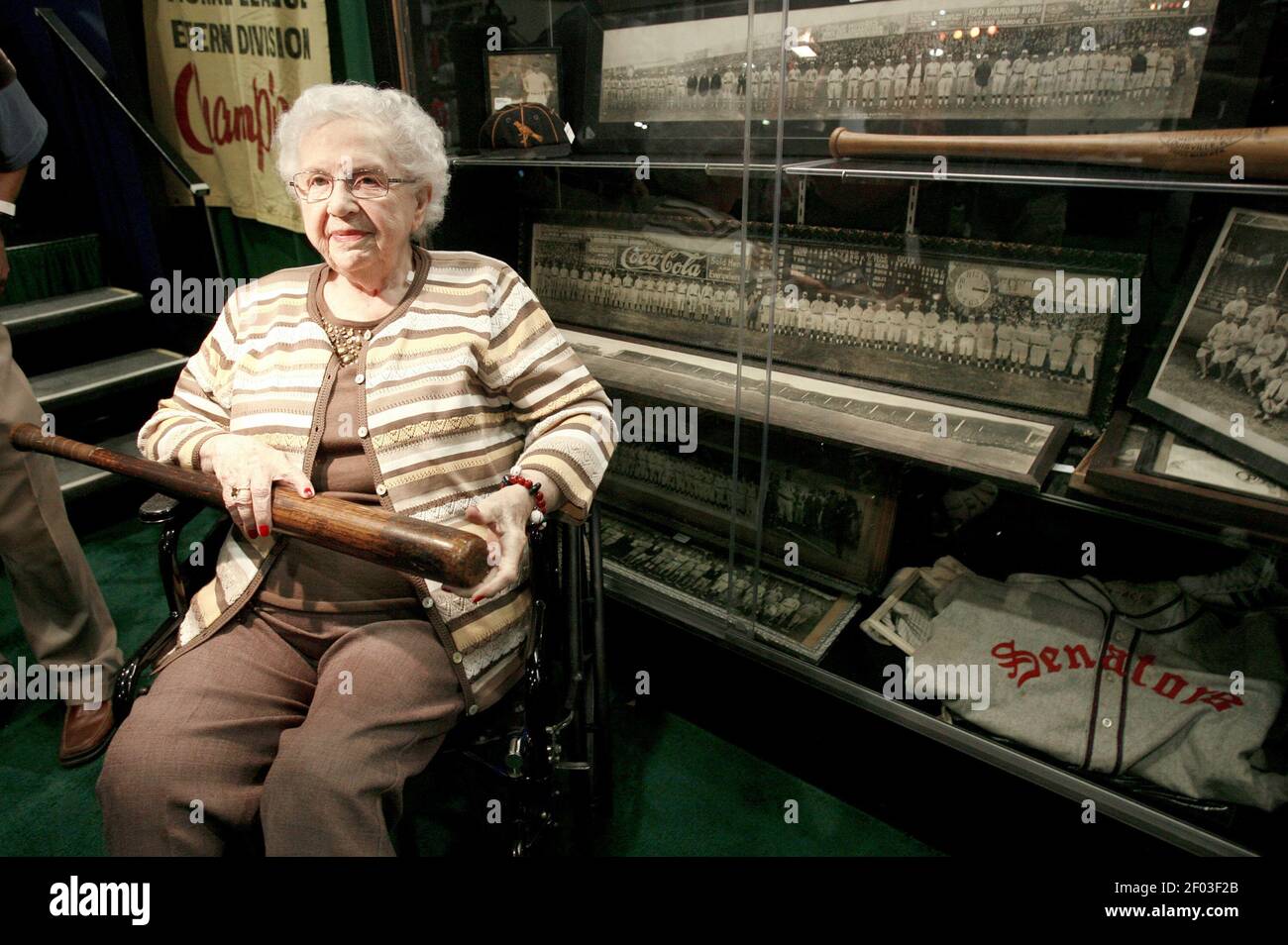 Nancy Onslow-Purviance, 92, held a bat that Ty Cobb used in the last ...