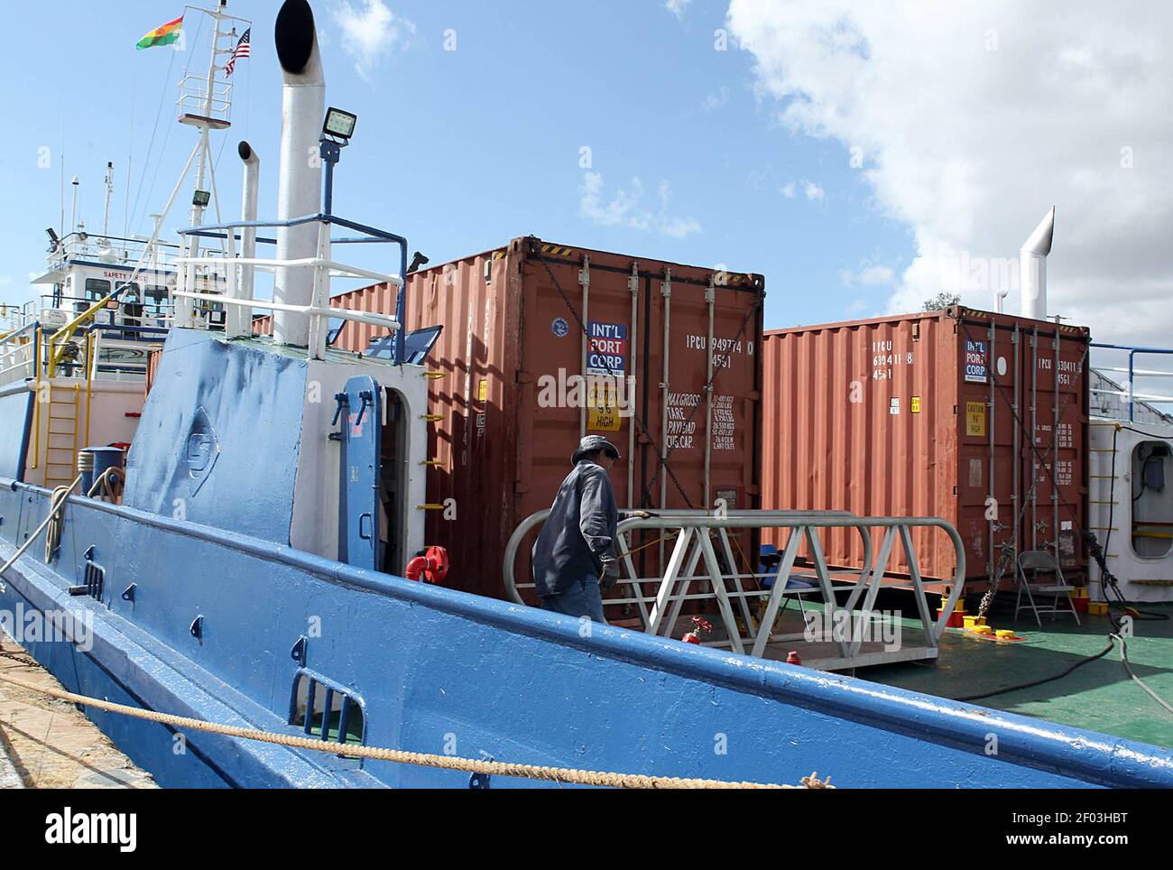 A view of the freight ship Ana Cecilia before it sails for Cuba with ...