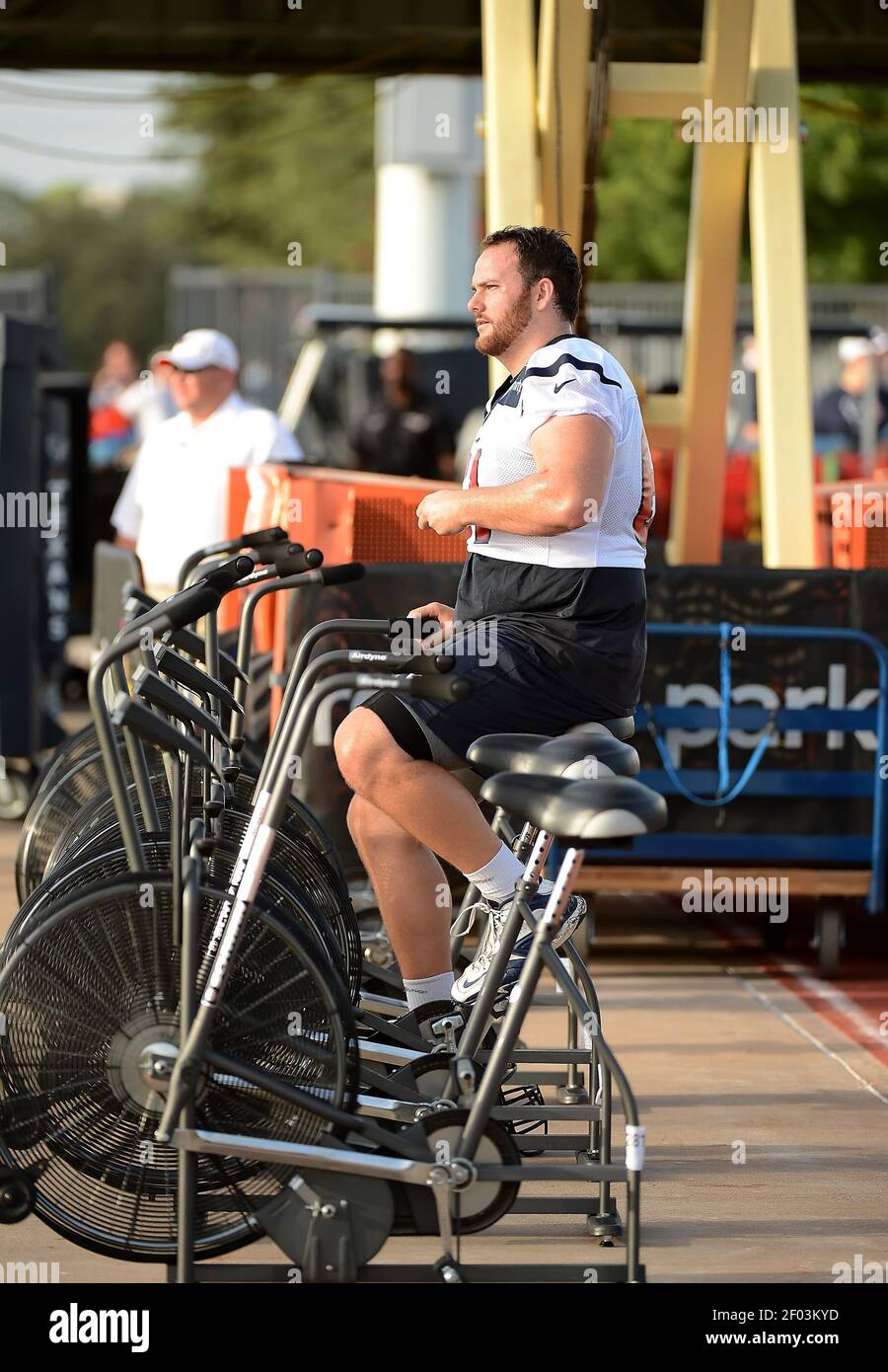 Center Thomas Austin of the Houston Texans, who is out with an injury ...