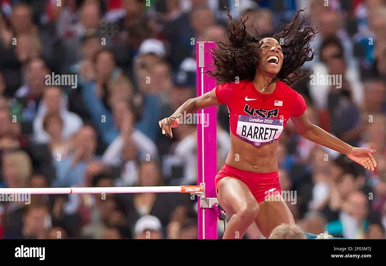 Brigetta Barrett of the United States celebrated his successful high ...