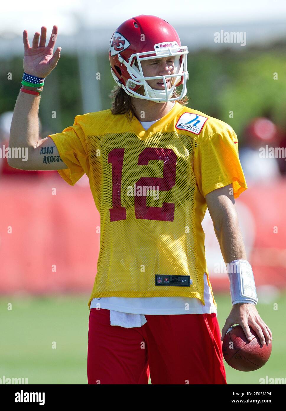 Ricky Stanzi (12) of the Kansas City Chiefs is shown during training ...