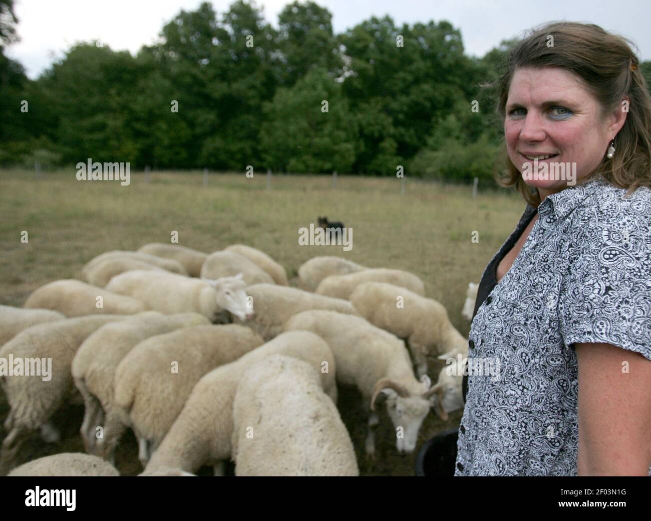 Shepherdess Laura DeYoung poses for a photo with her sheep at the Spicy ...